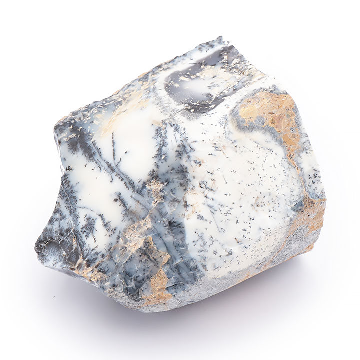 LOT FORMES LIBRES N°2623 CALCEDOINE DENDRITIQUE AAA 1 FACE POLIE 730G (1 PIÈCE)